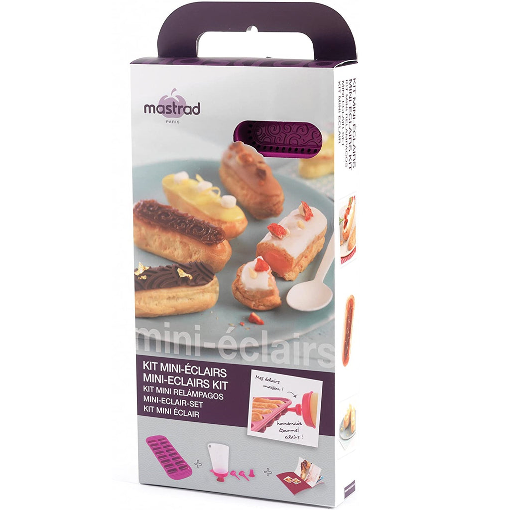 Mastrad Paris Mini Eclairs Kit - 16 Mini Eclair Mold, 1 Deco-Pocket wi ...