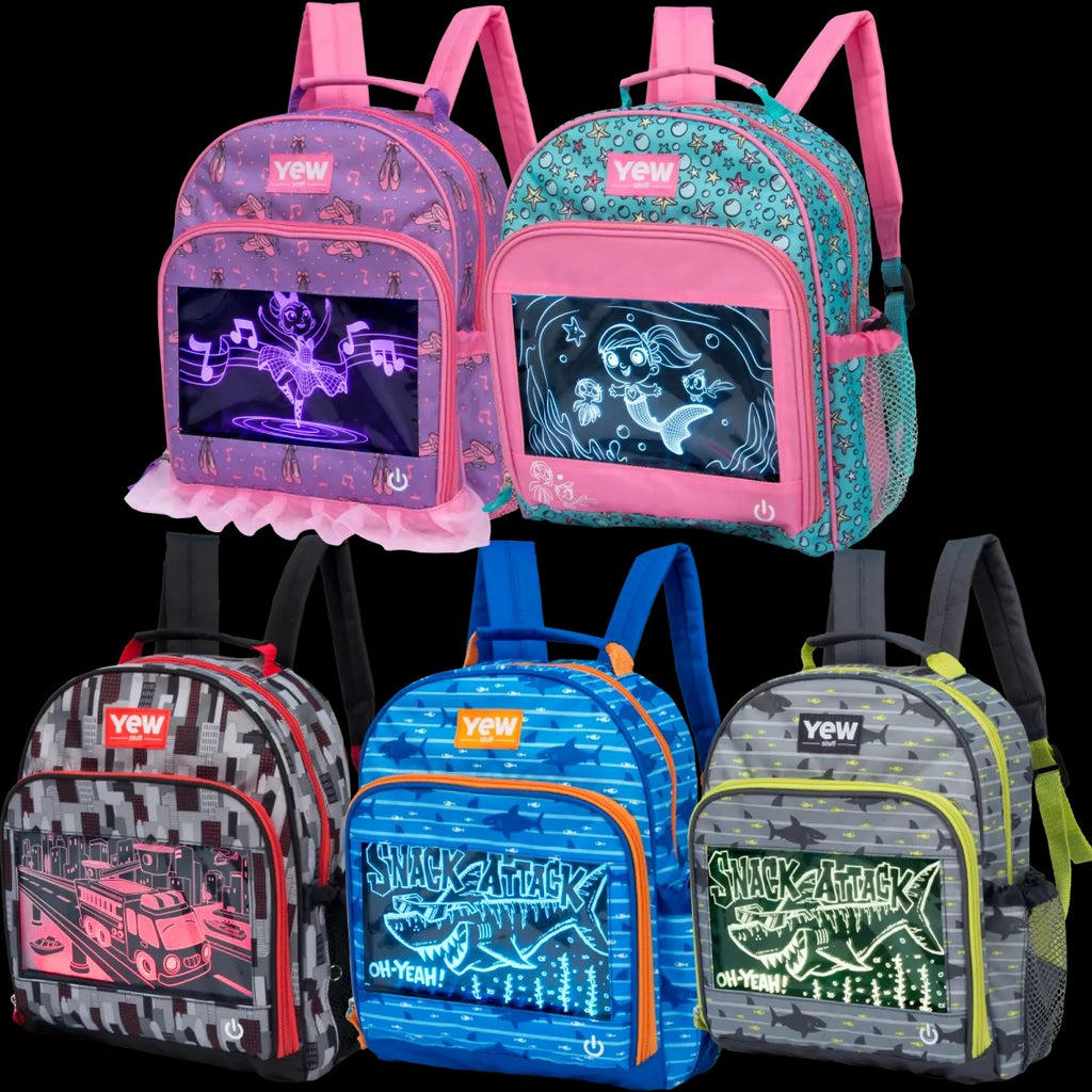 Yew Stuff POP Lights Light-Up Preschool Backpack - Ballerina / Shark ...
